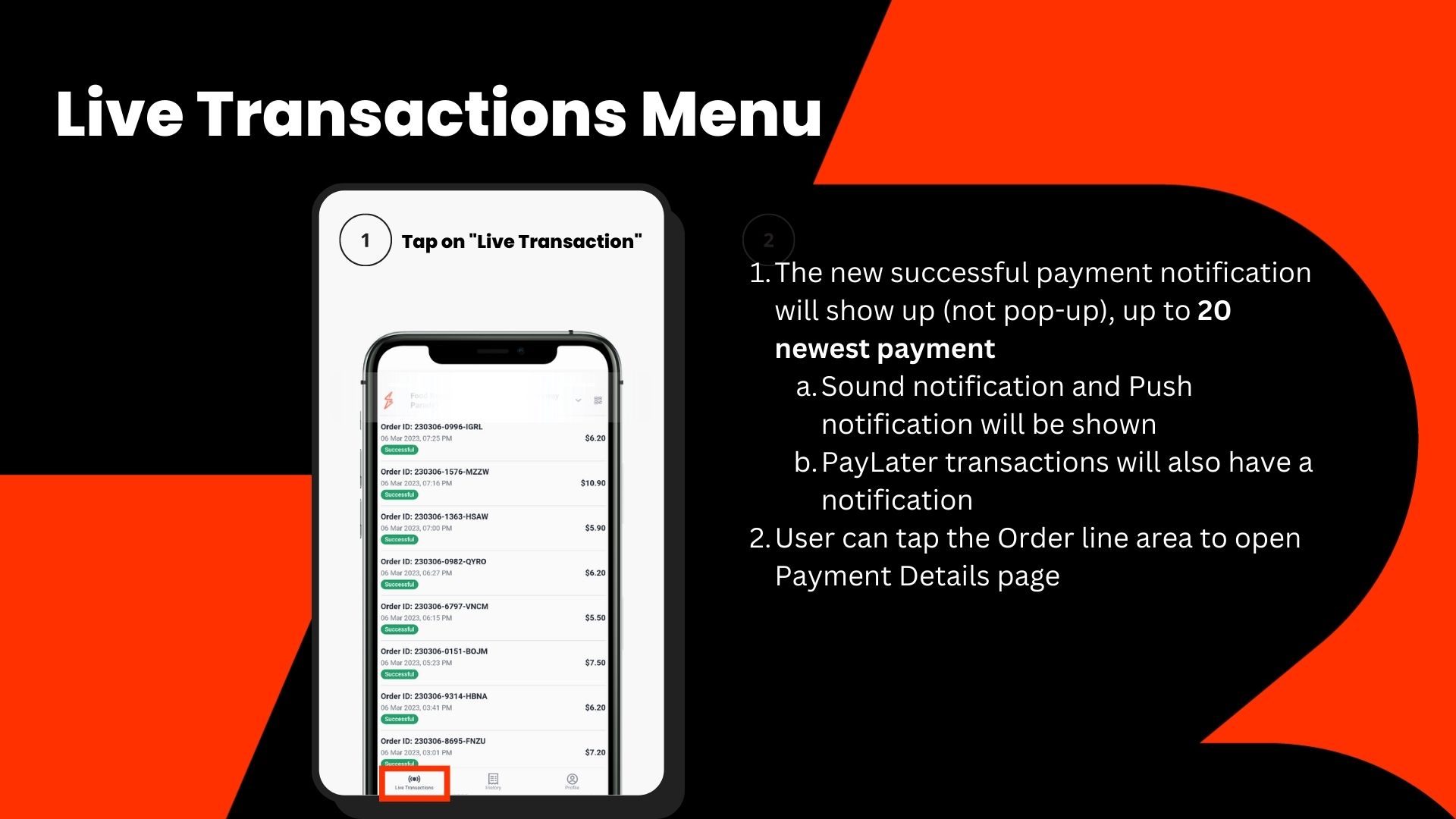 How can I get a notification for a successful transaction